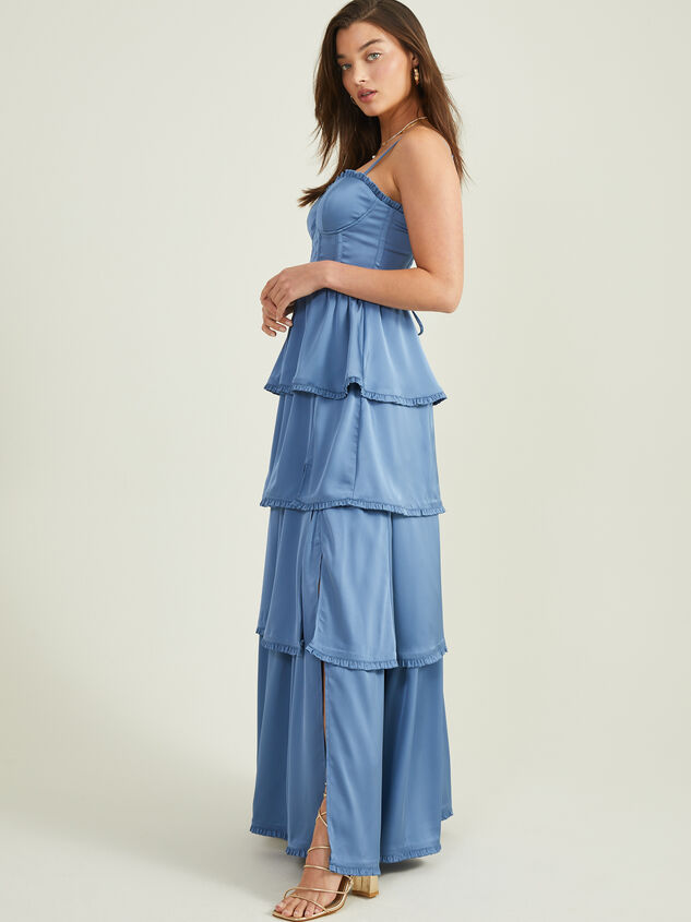 Stellni Satin Maxi Dress in Blue | Altar'd State