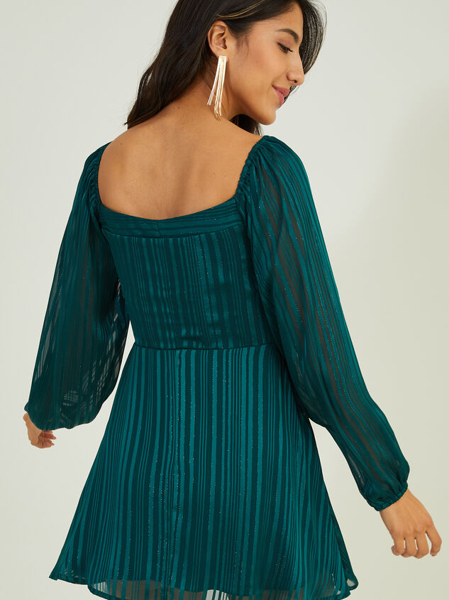 Jody Shimmer Mini Dress in Green | Altar'd State