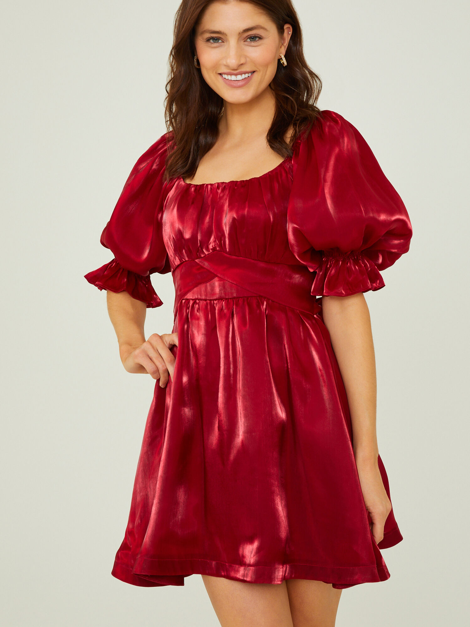 Rory Satin Cross Dress in Red | Altar'd State