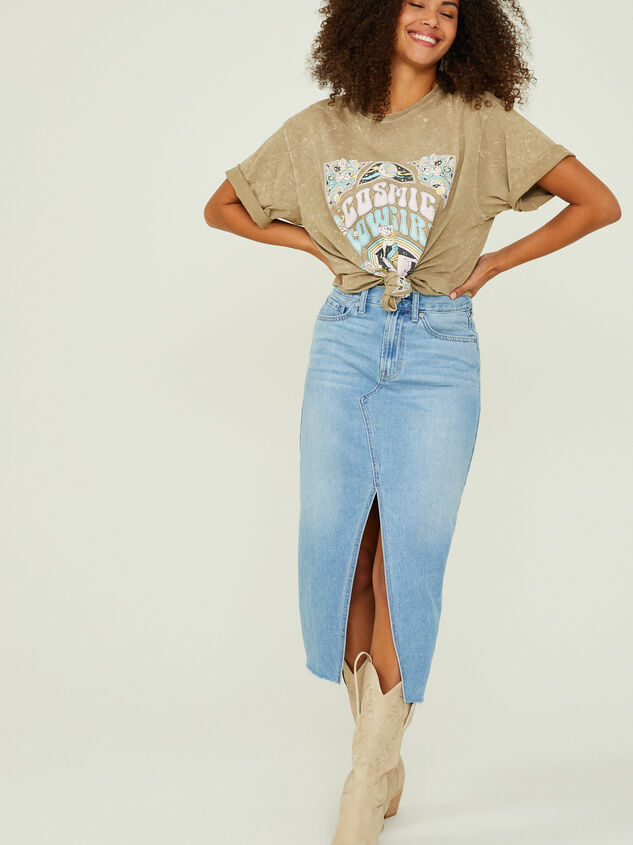 Cosmic Cowgirl Acid Wash Tee in Green | Altar'd State