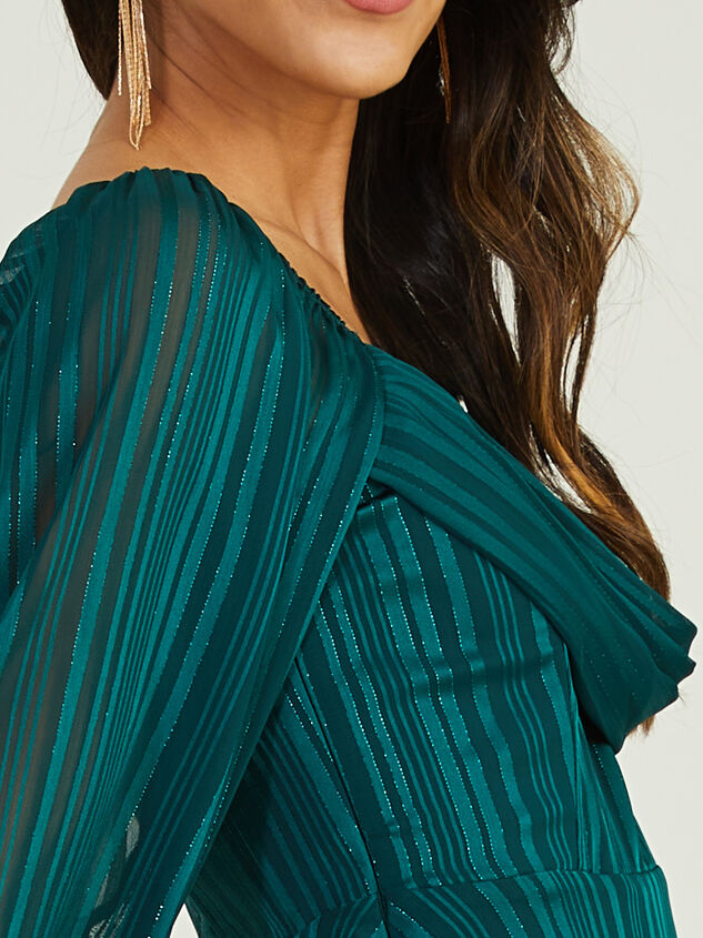 Jody Shimmer Mini Dress in Green | Altar'd State