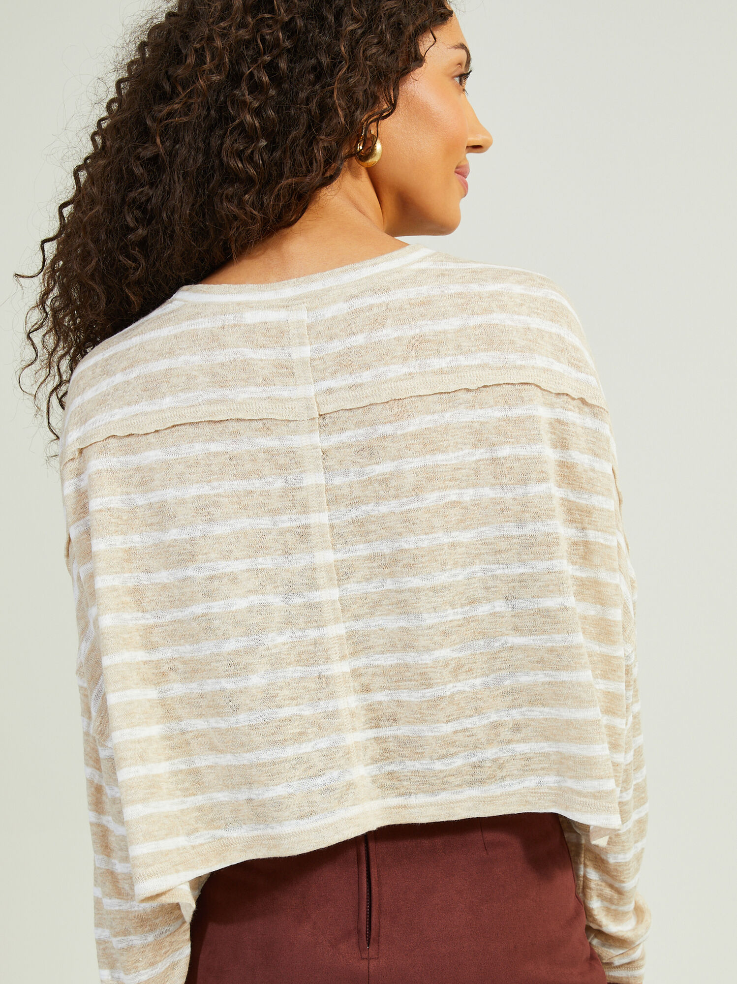 Astrid Striped Boxy Tee in Taupe | Altar'd State