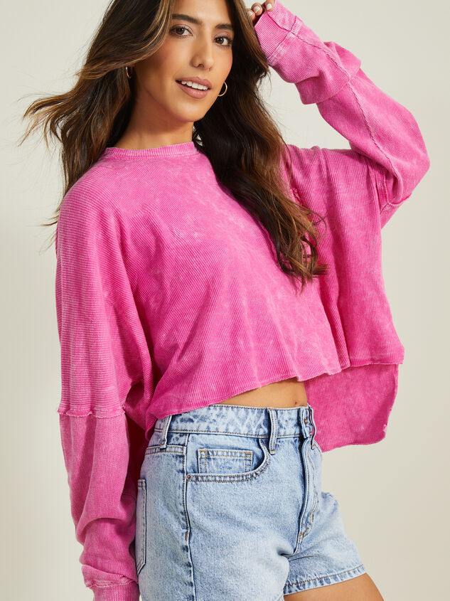 Natalee Cropped Thermal Top in Pink | Altar'd State