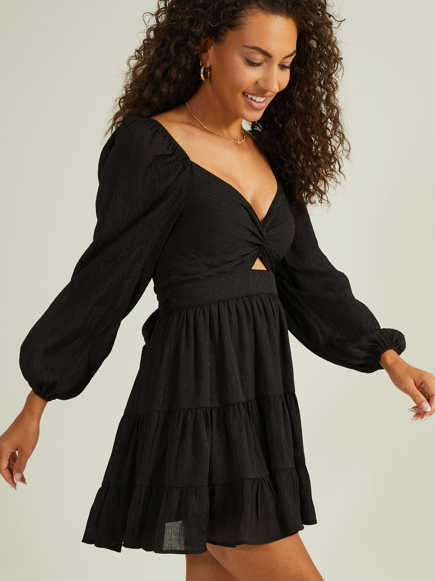 Danielle Long Sleeve Dress in Black | Altar'd State