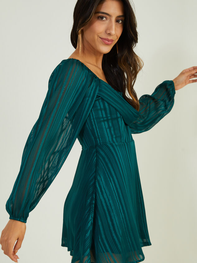 Jody Shimmer Mini Dress in Green | Altar'd State
